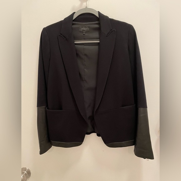 Theory | Jackets & Coats | Theory Blazer With Leather Trim | Poshmark